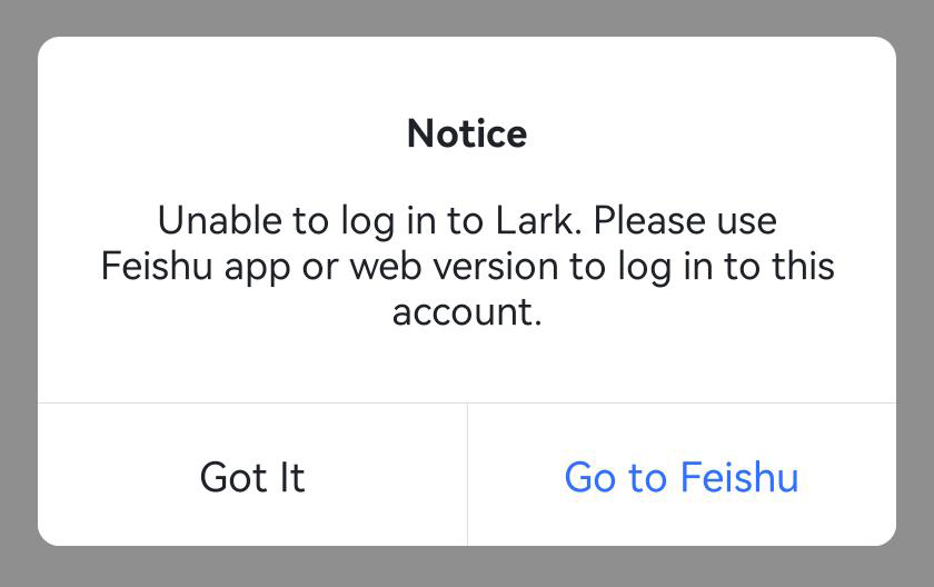 Lark accounts cannot log in to the current app?