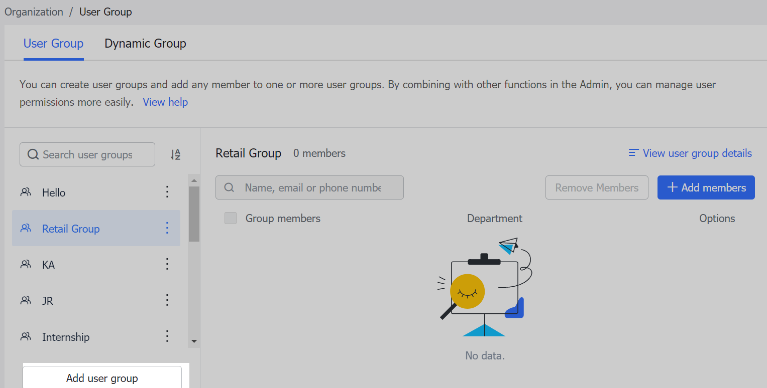 Admin | Manage user groups