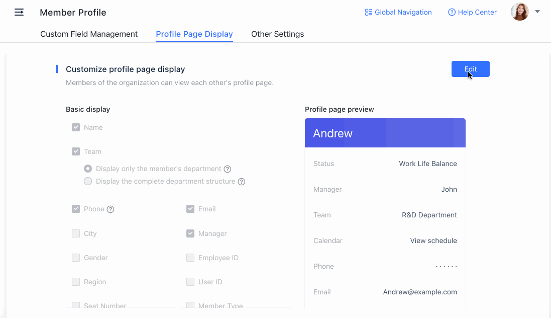 Mengatur halaman profil anggota