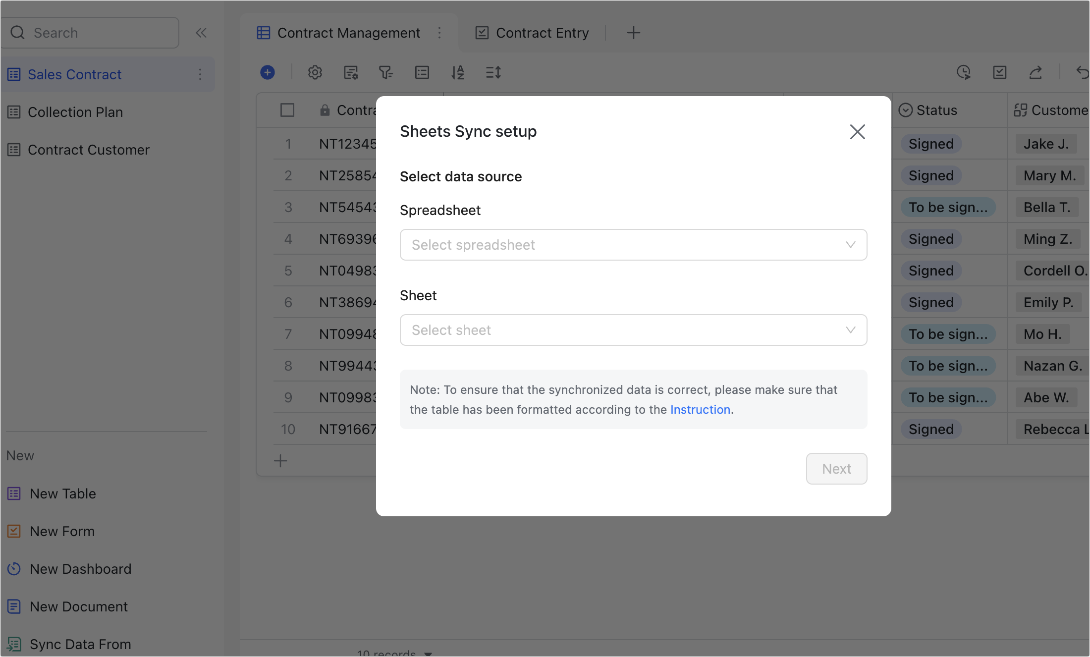 Sync data from Sheets to Base