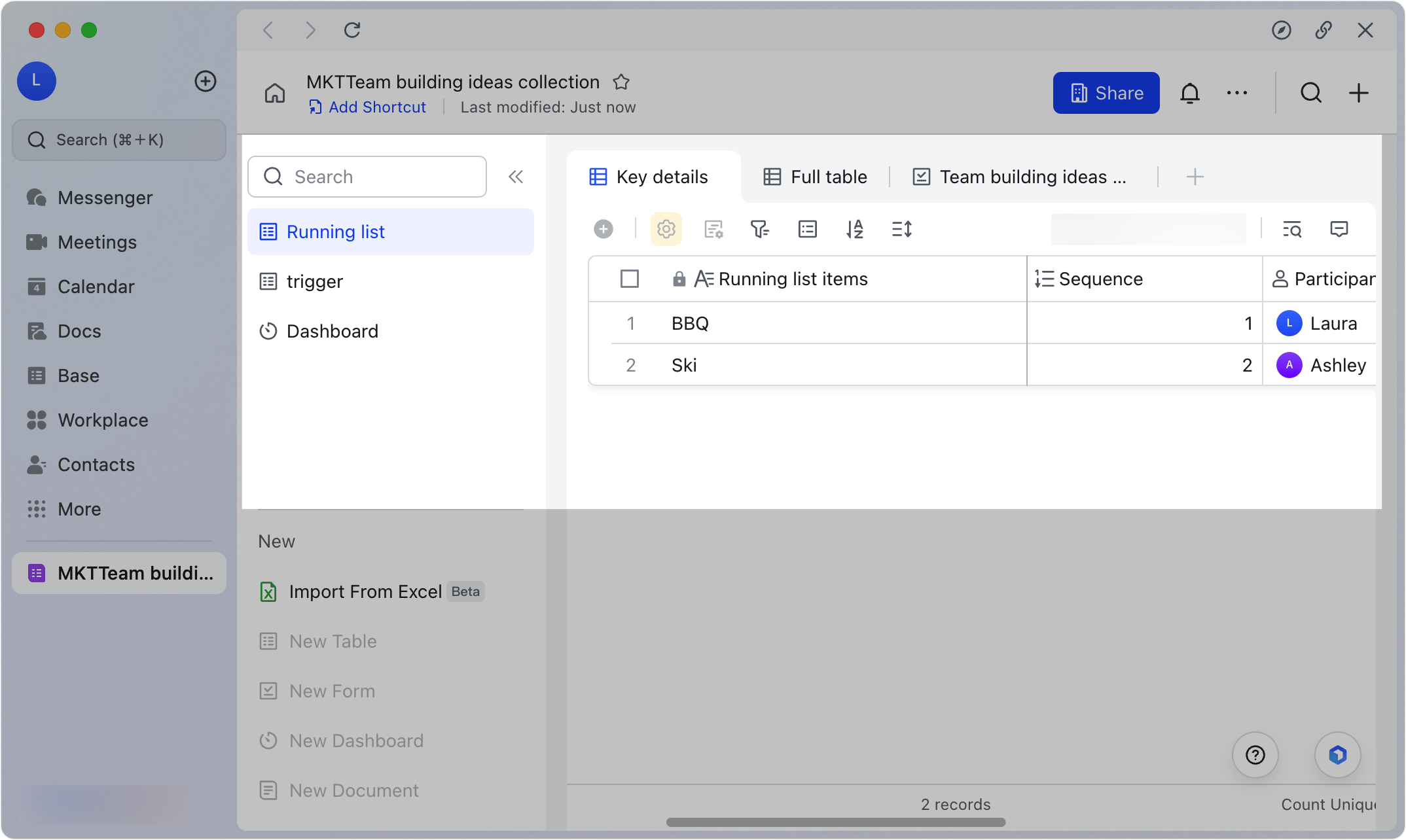 Use running lists