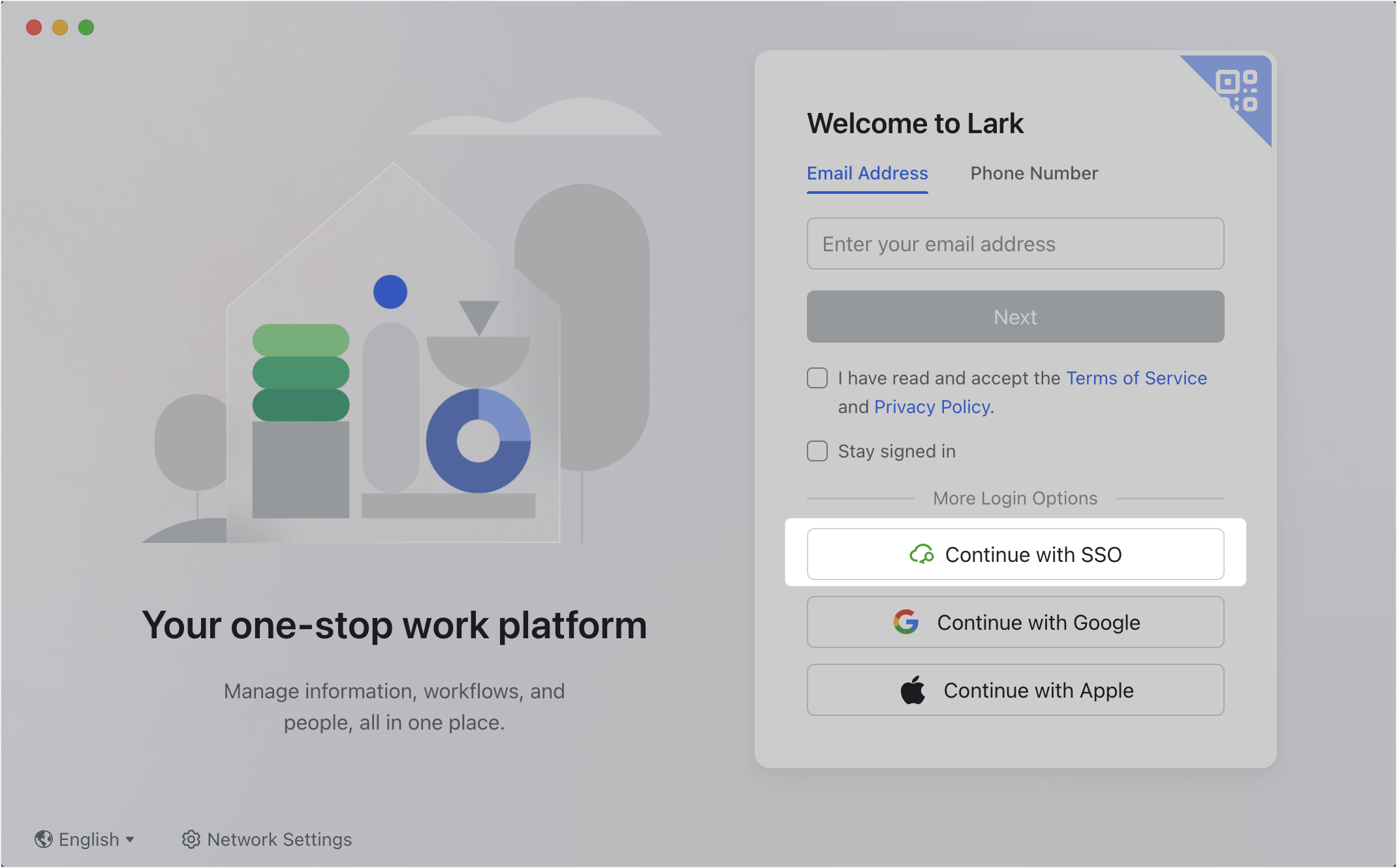 Log in and log out of your Lark account