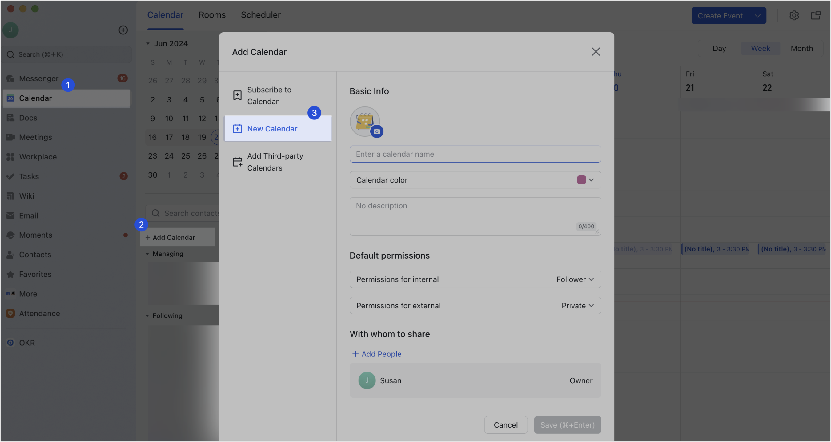 Create and manage personal calendars