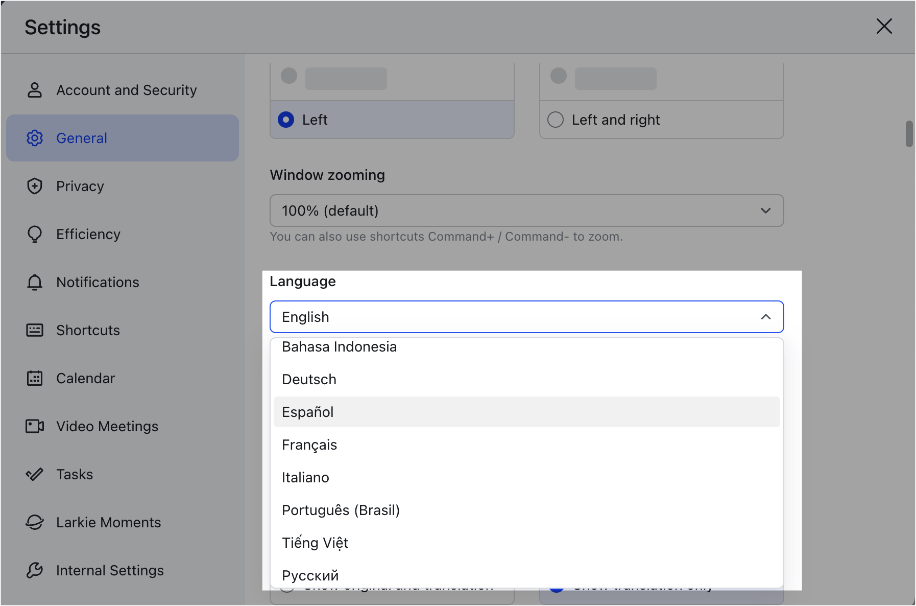 Change the display language