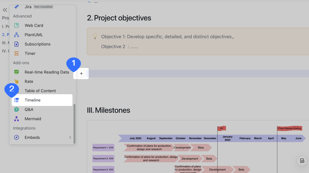 Use the timeline add-on