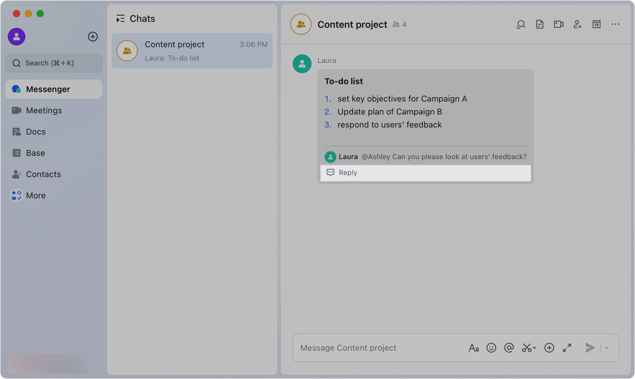 Reply to messages in a thread
