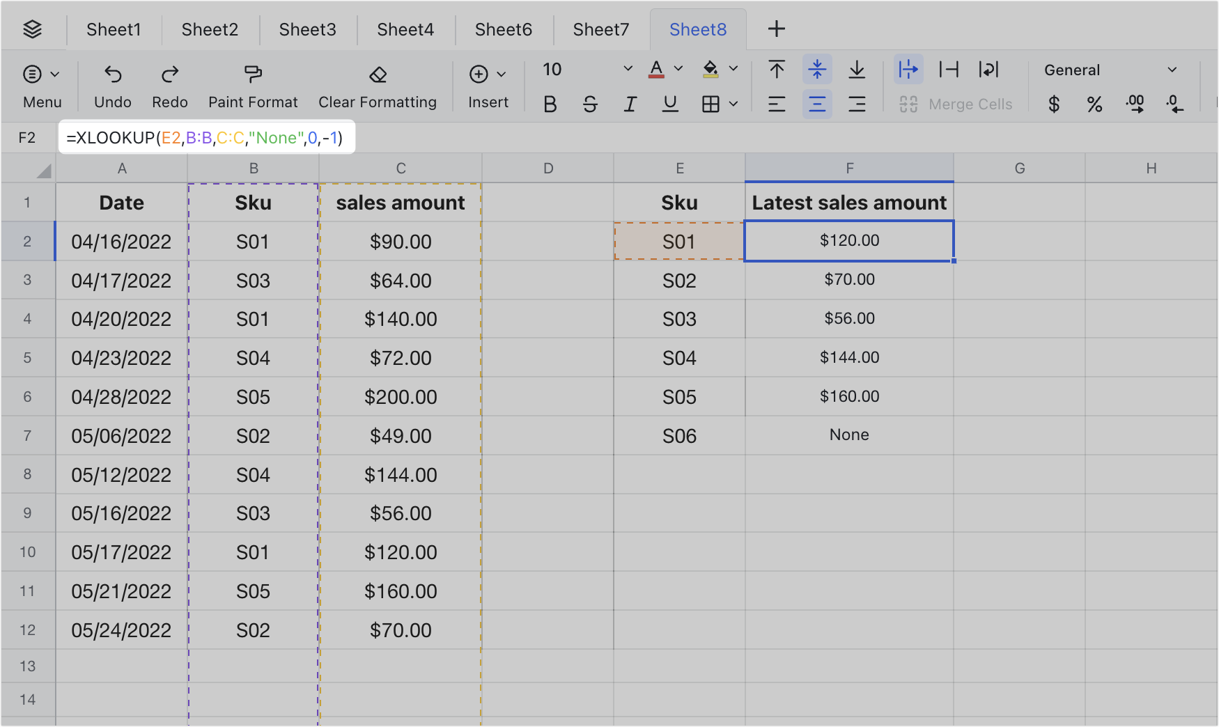 XLOOKUP function for Sheets