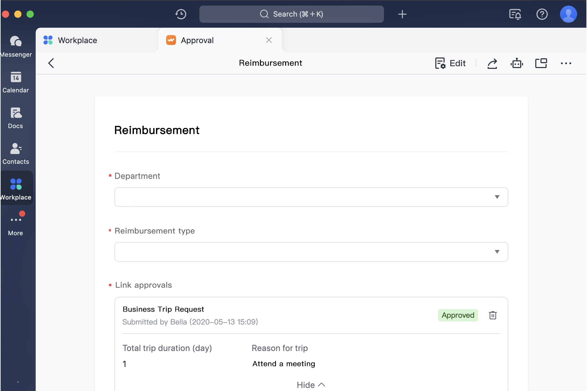 Use the link approval widget