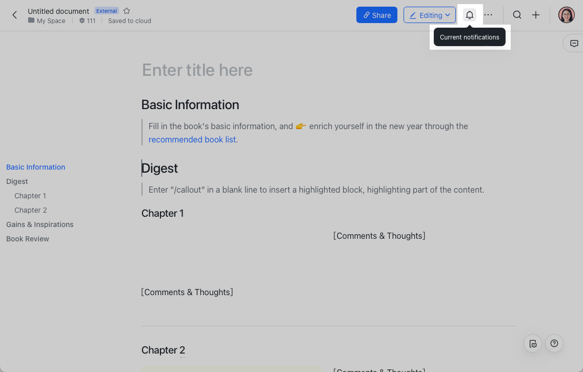 Use Current notifications in Docs