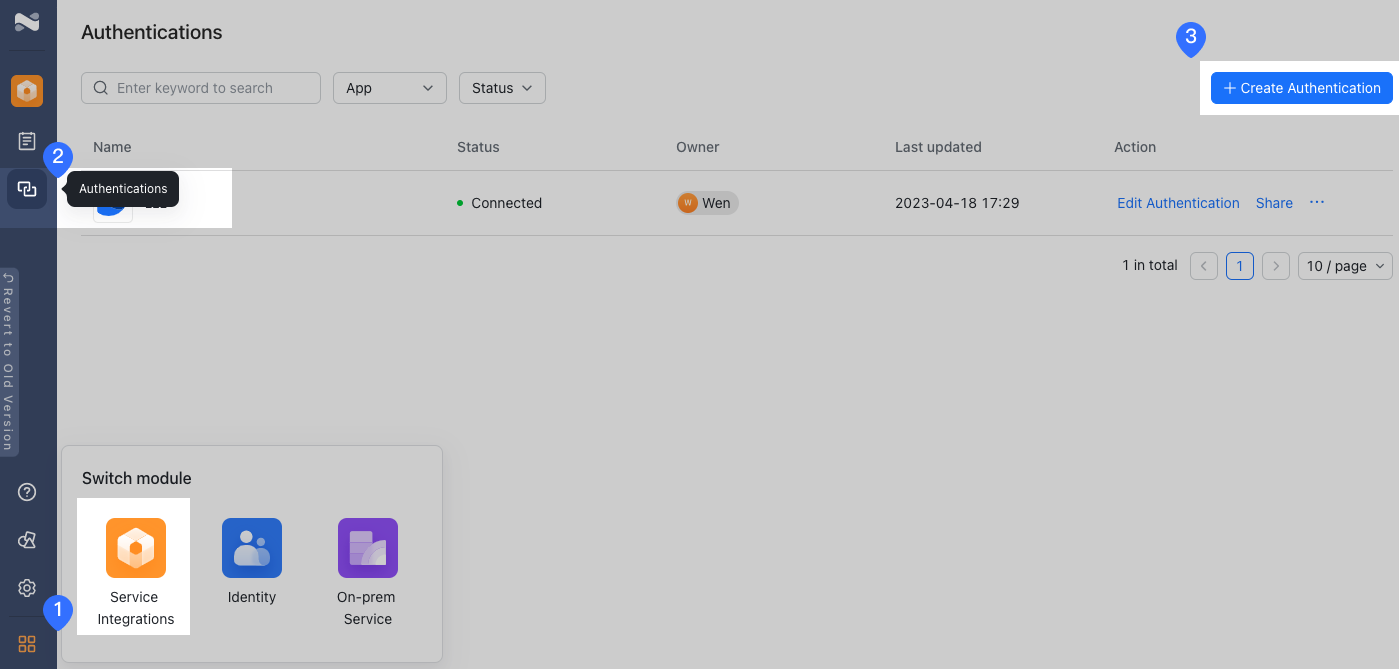 Configure authentications
