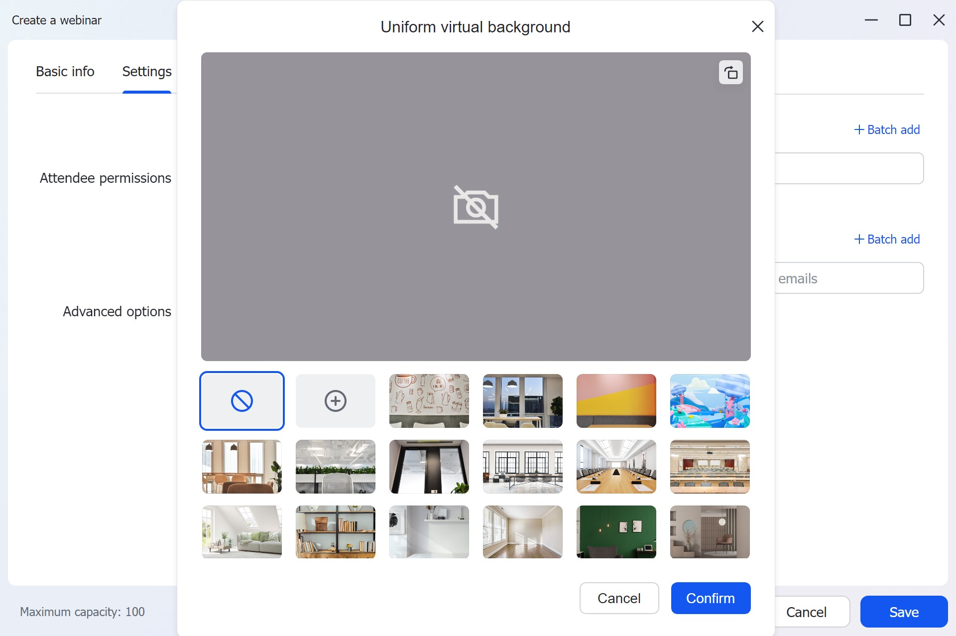 Set a uniform virtual background in Lark Webinar