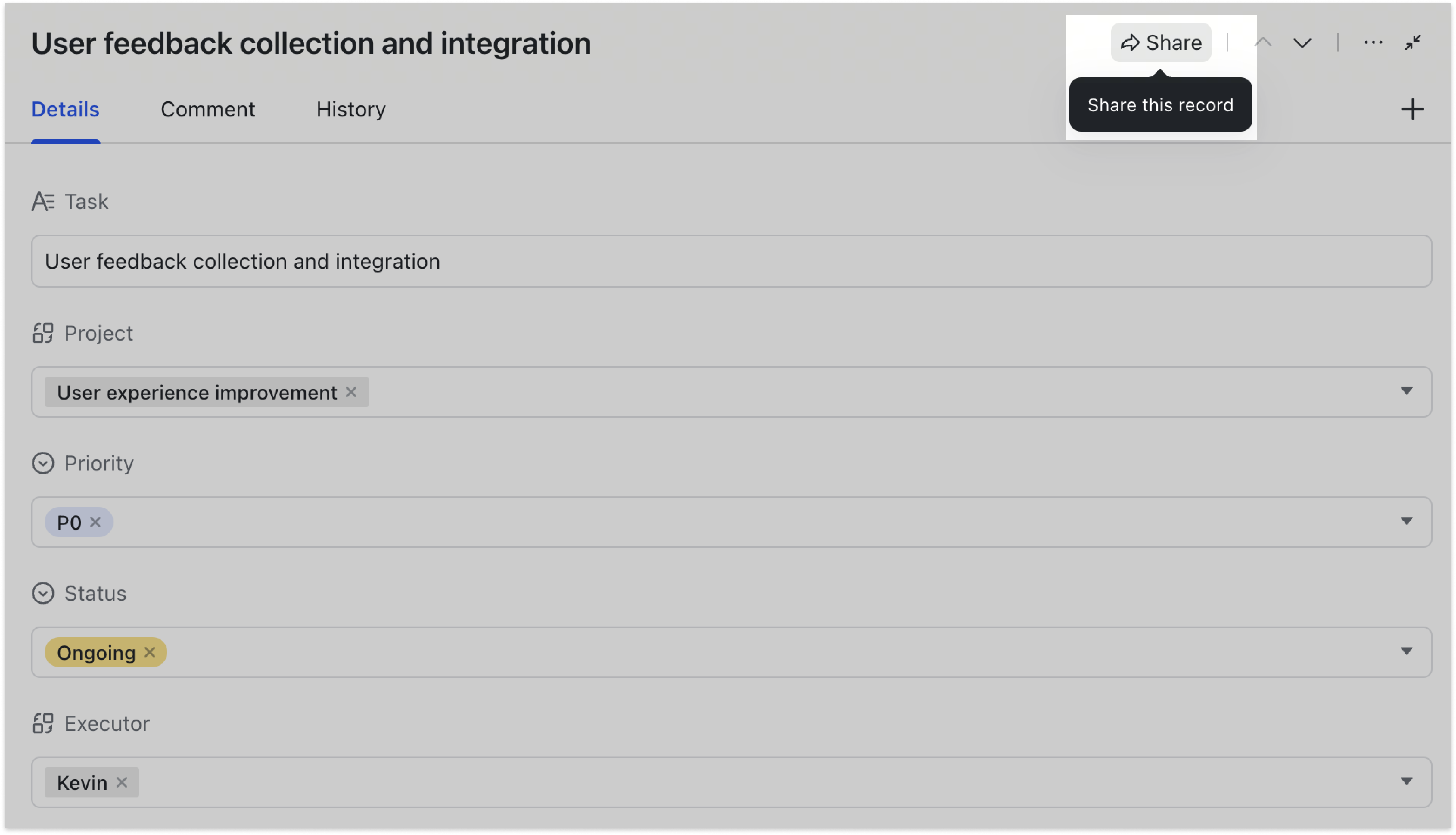 Share a record from Base