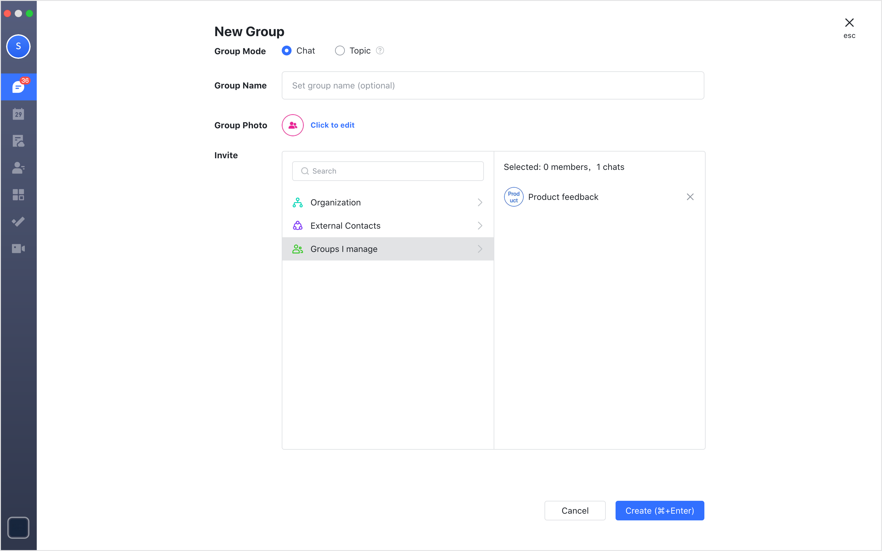 V3.46 Easily add department or group members to a chat