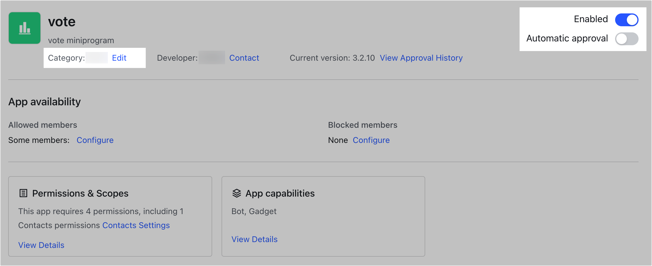 Admin | View and configure installed apps