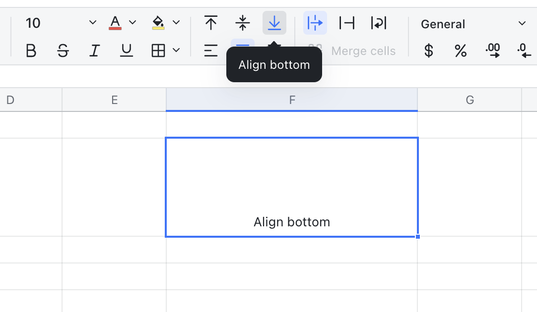 Align text in Sheets