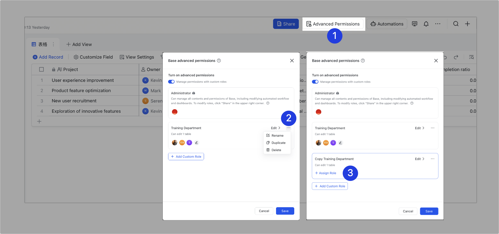 Sử dụng Quyền nâng cao Base