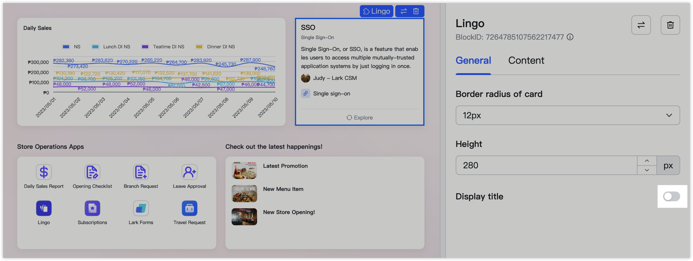 Add a Lingo Block to Workplace