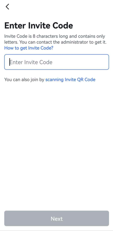 Use invite codes to join an organization