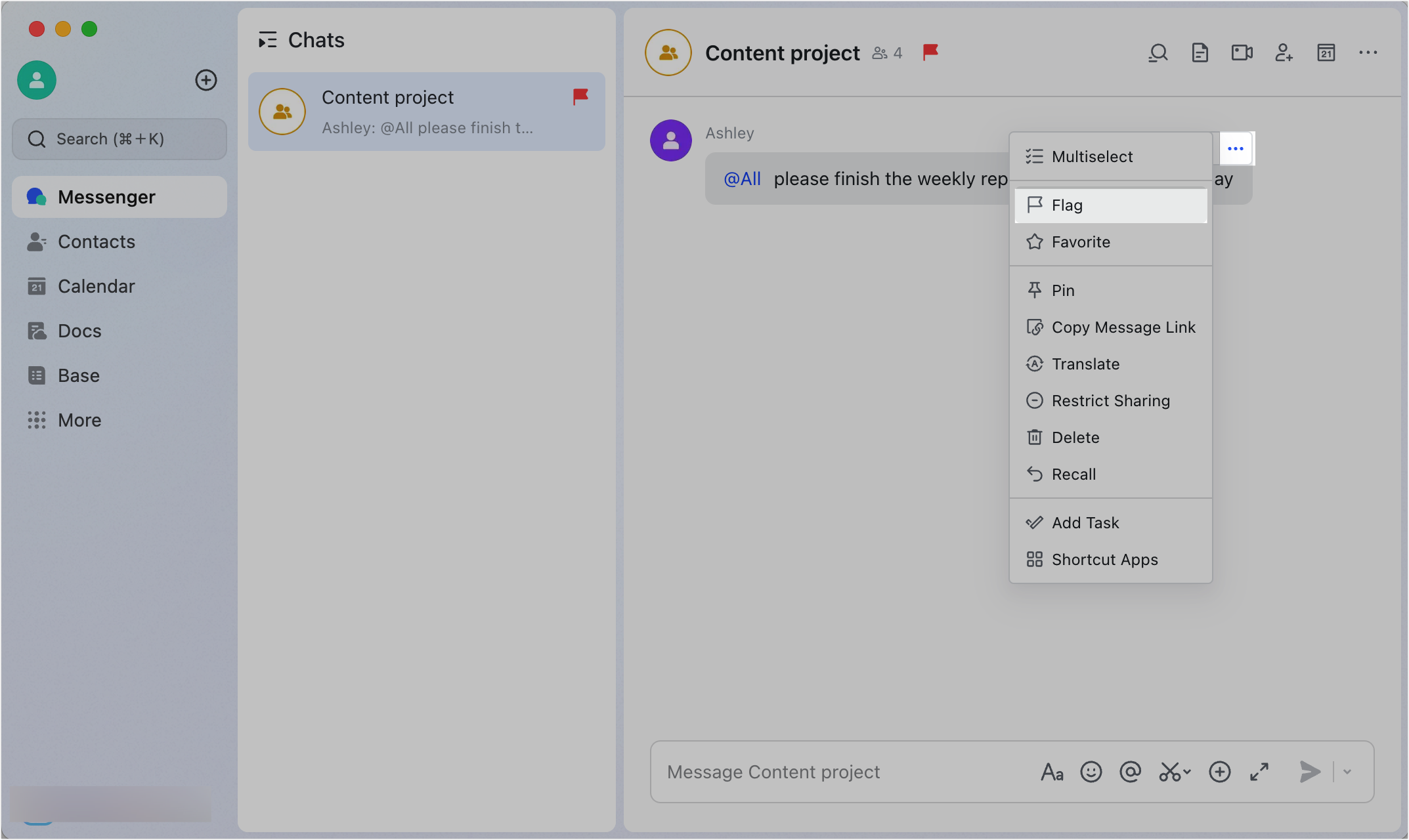 Flag chats and messages
