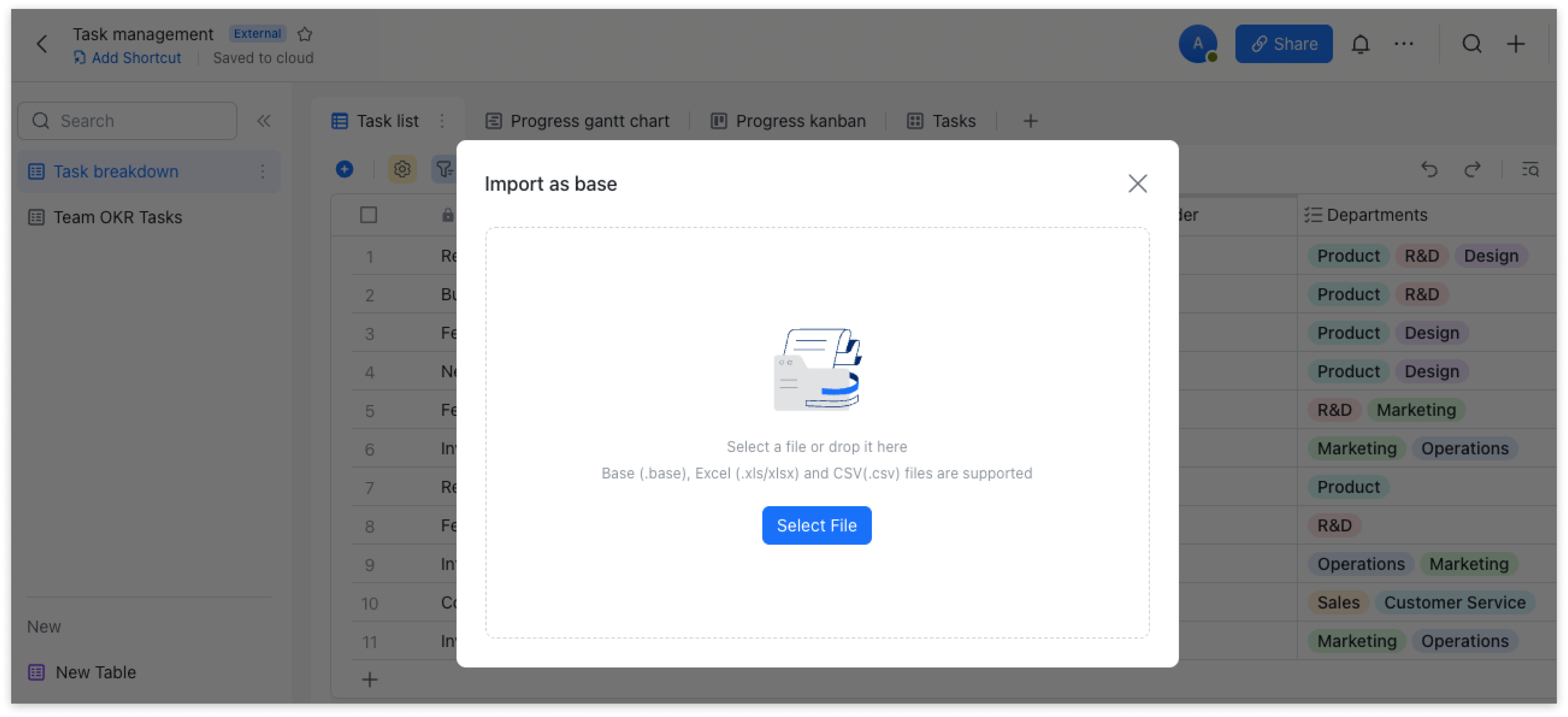 Import and export Base