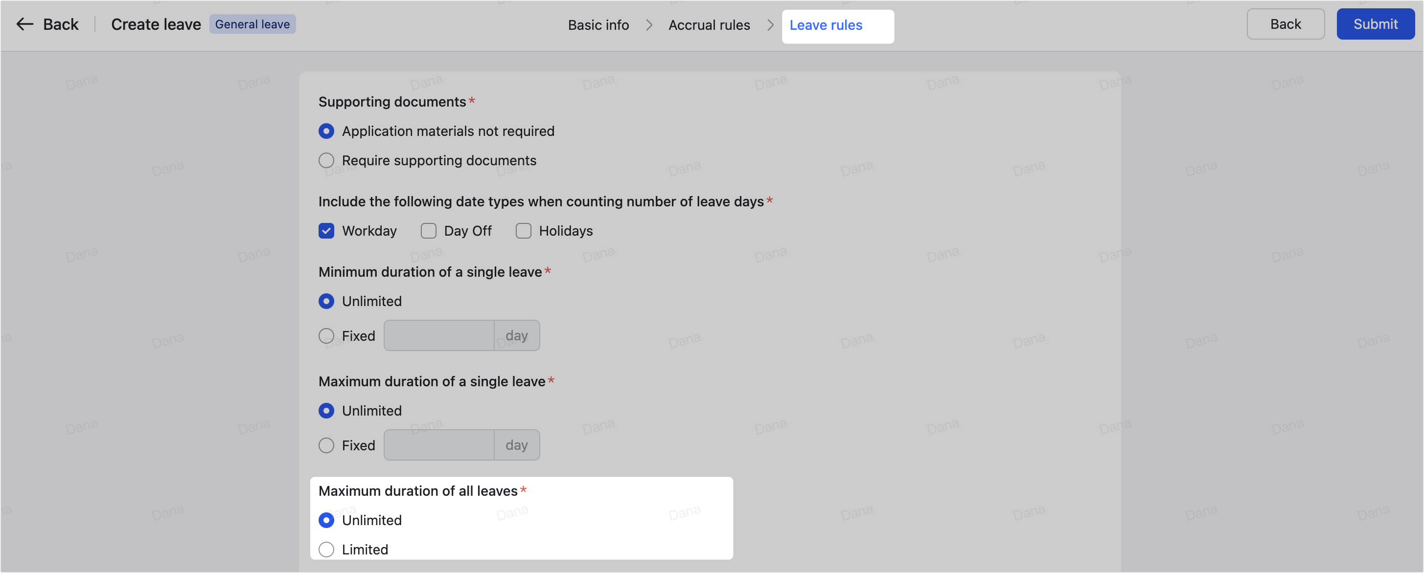 Admin | Configure leave type and rules
