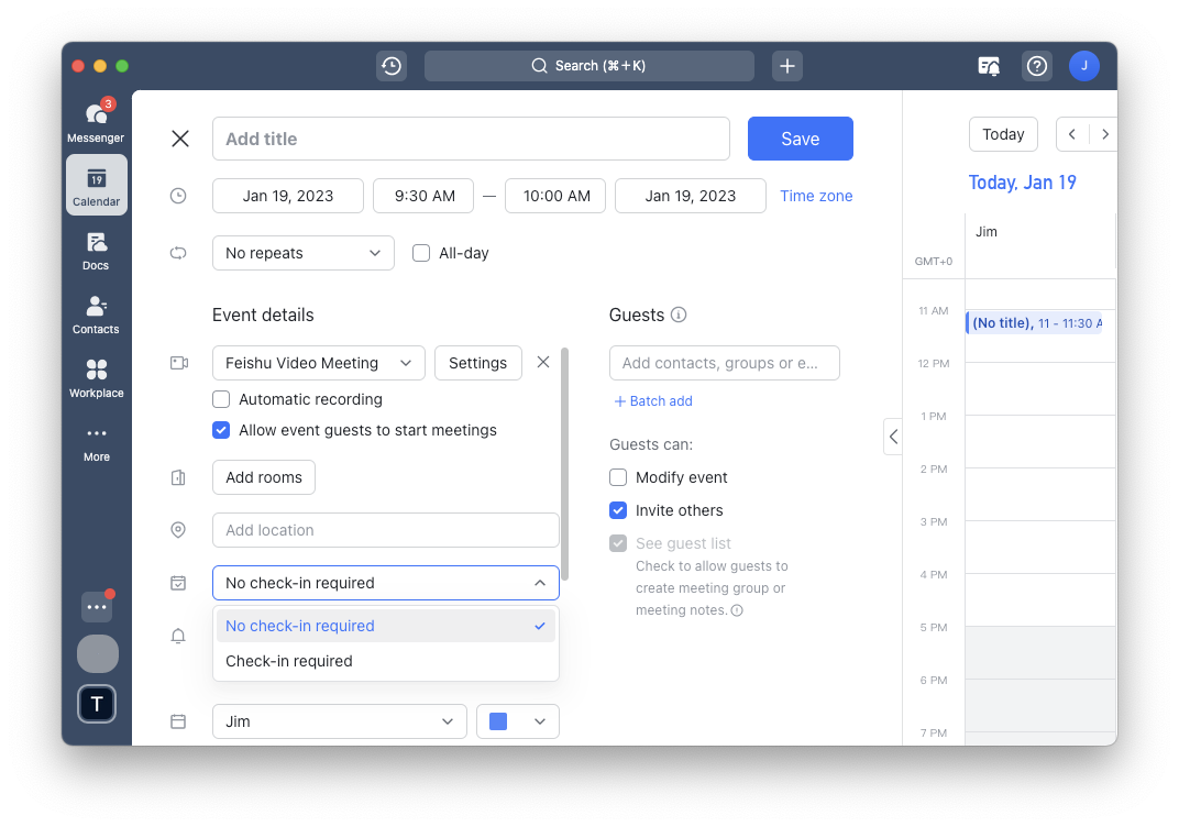 Use check-in for events