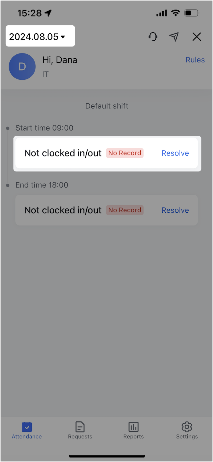 Submit an Attendance correction request
