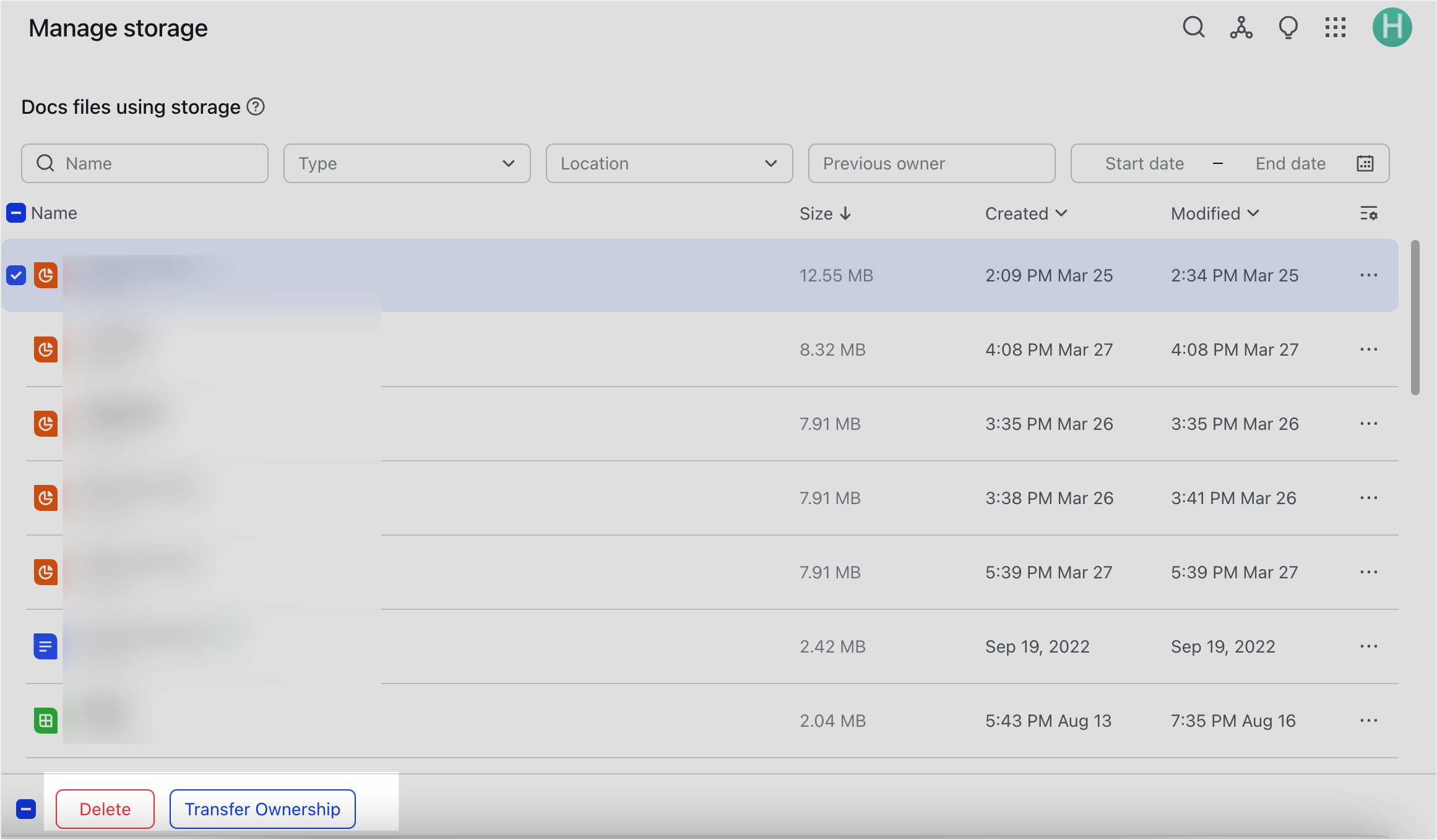 View and manage Lark Docs storage