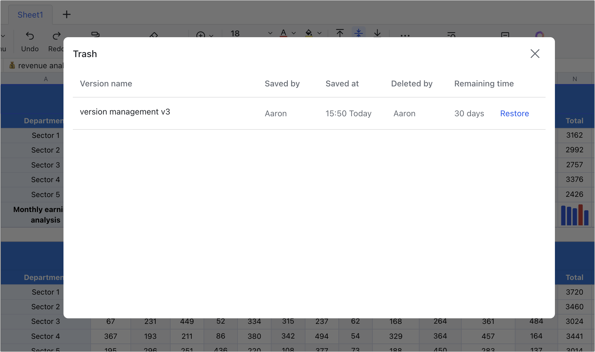 Use version management in Sheets