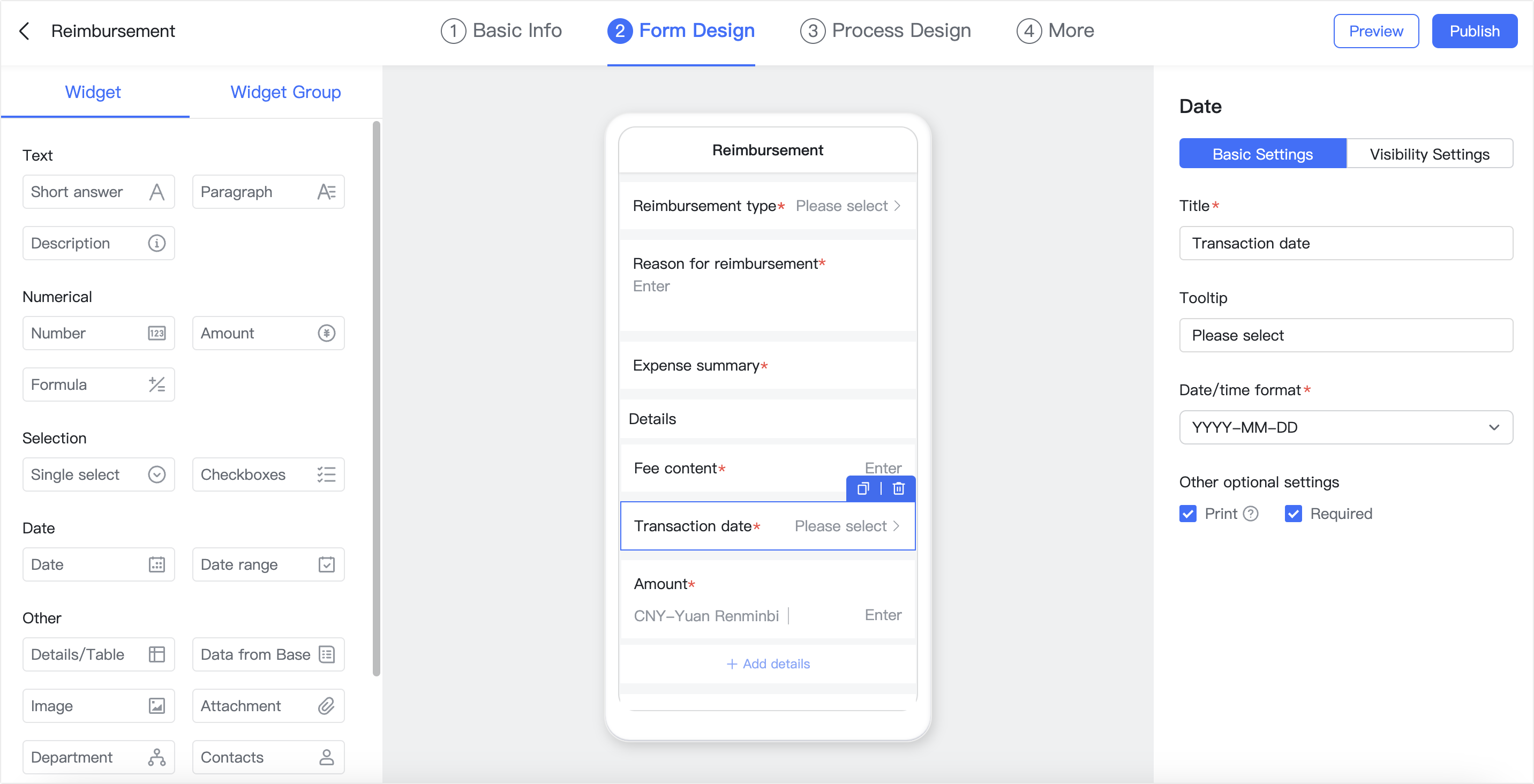 Admin | Create an approval form
