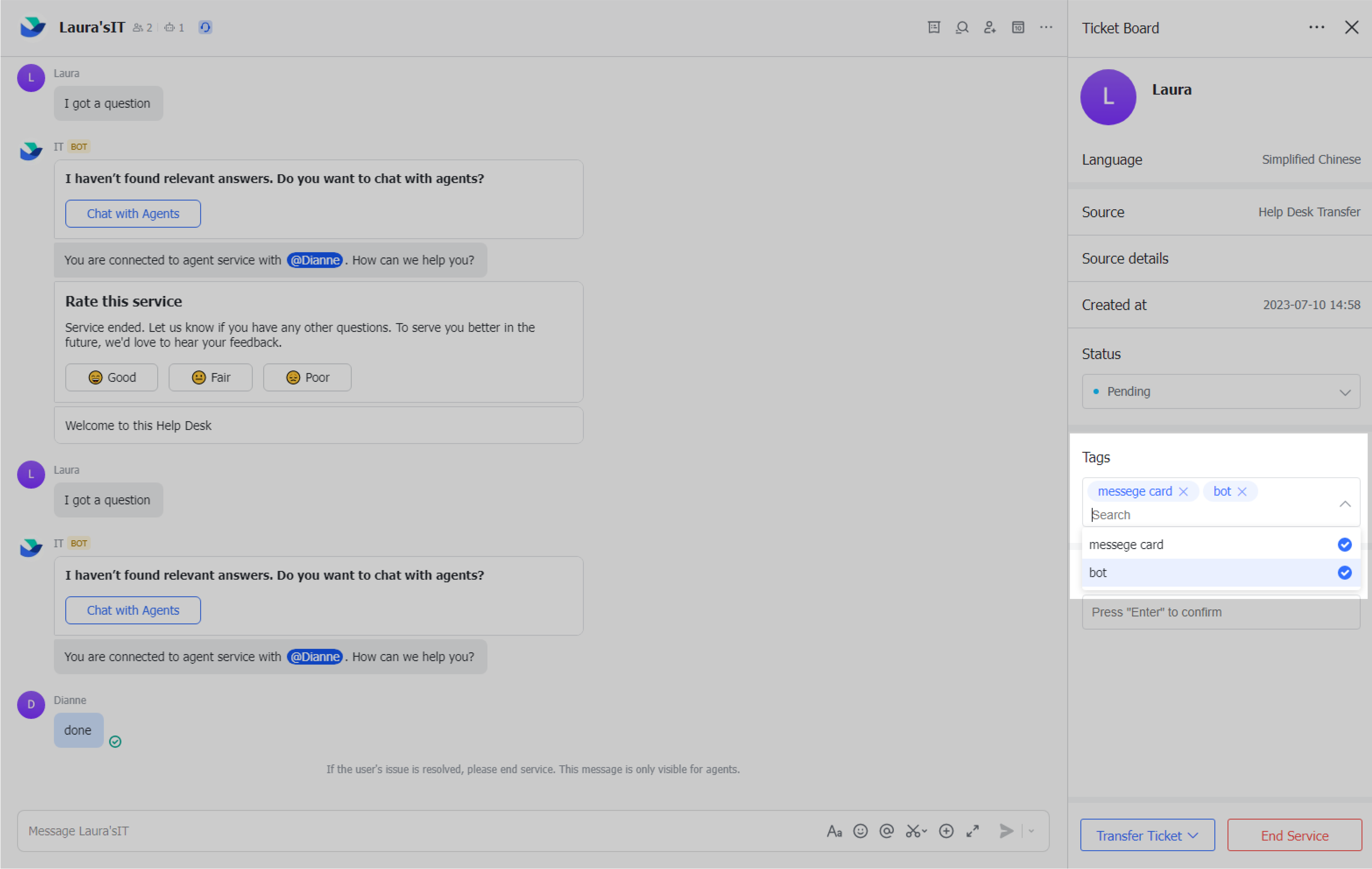 Use the Help Desk ticket board