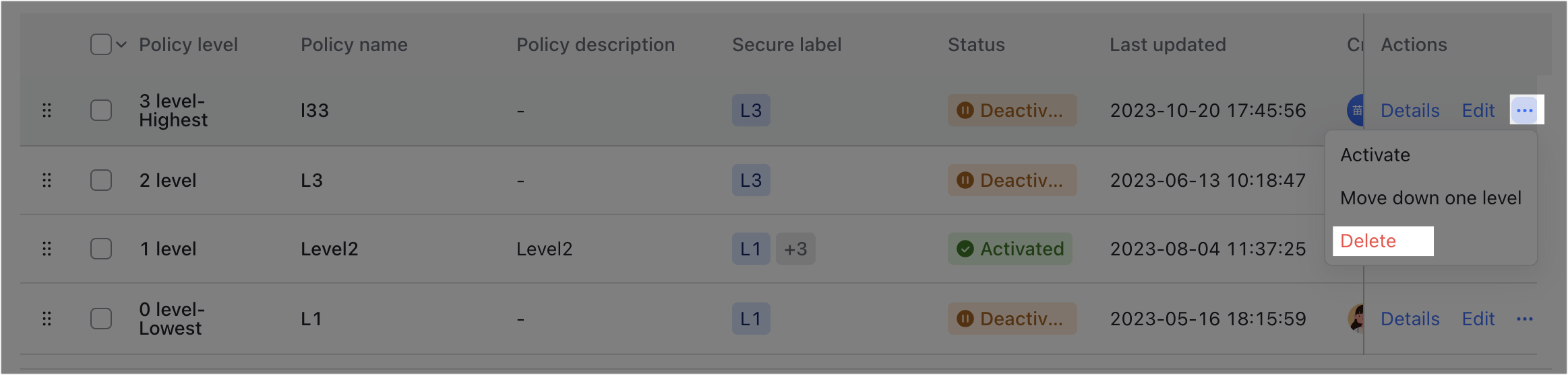 Admin | Create secure labels and label policies