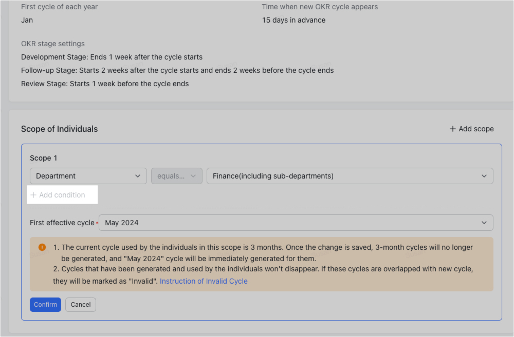 Admin | Set multiple OKR cycles