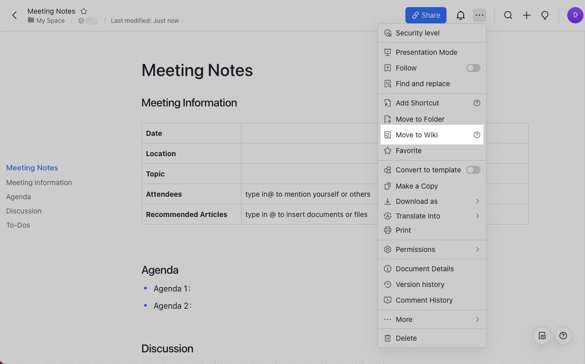 How To Move Docs To A Wiki Or To Folders
