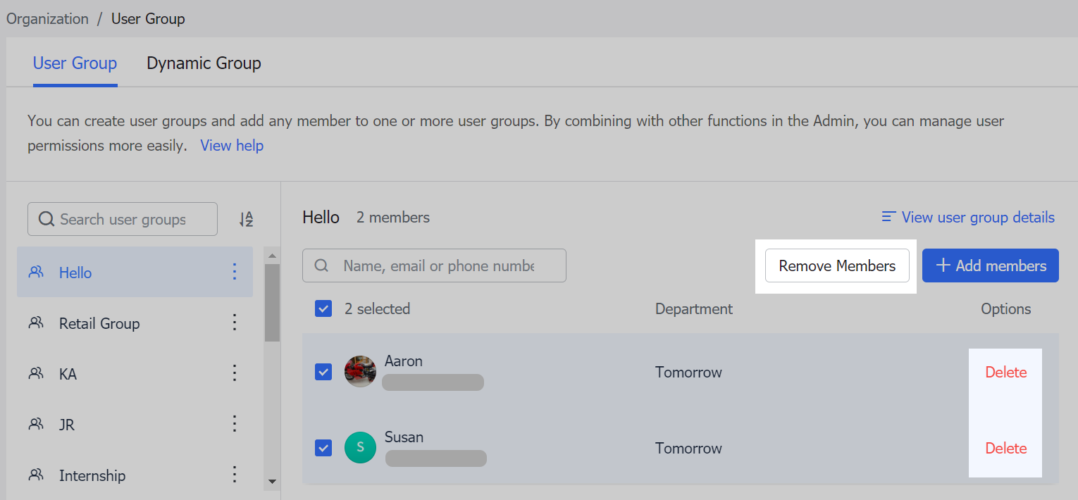 Admin | Manage user groups