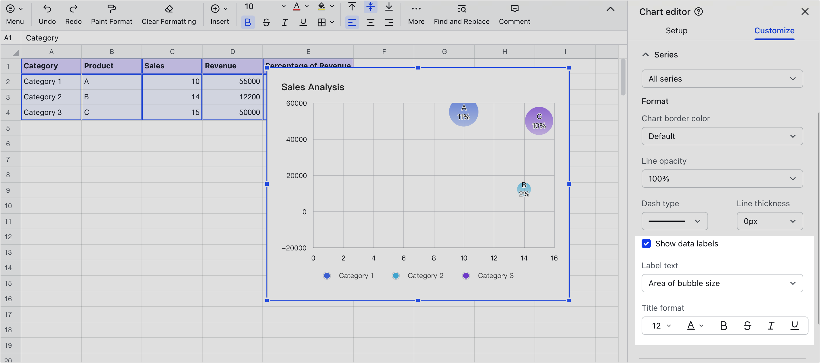 Use bubble charts in Sheets