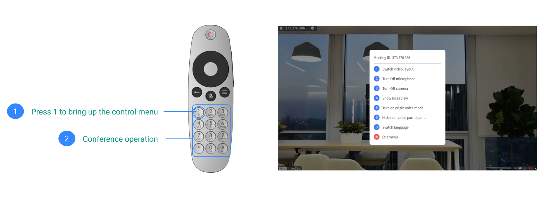 Join meetings and handle in-meeting operations — Huawei remote control