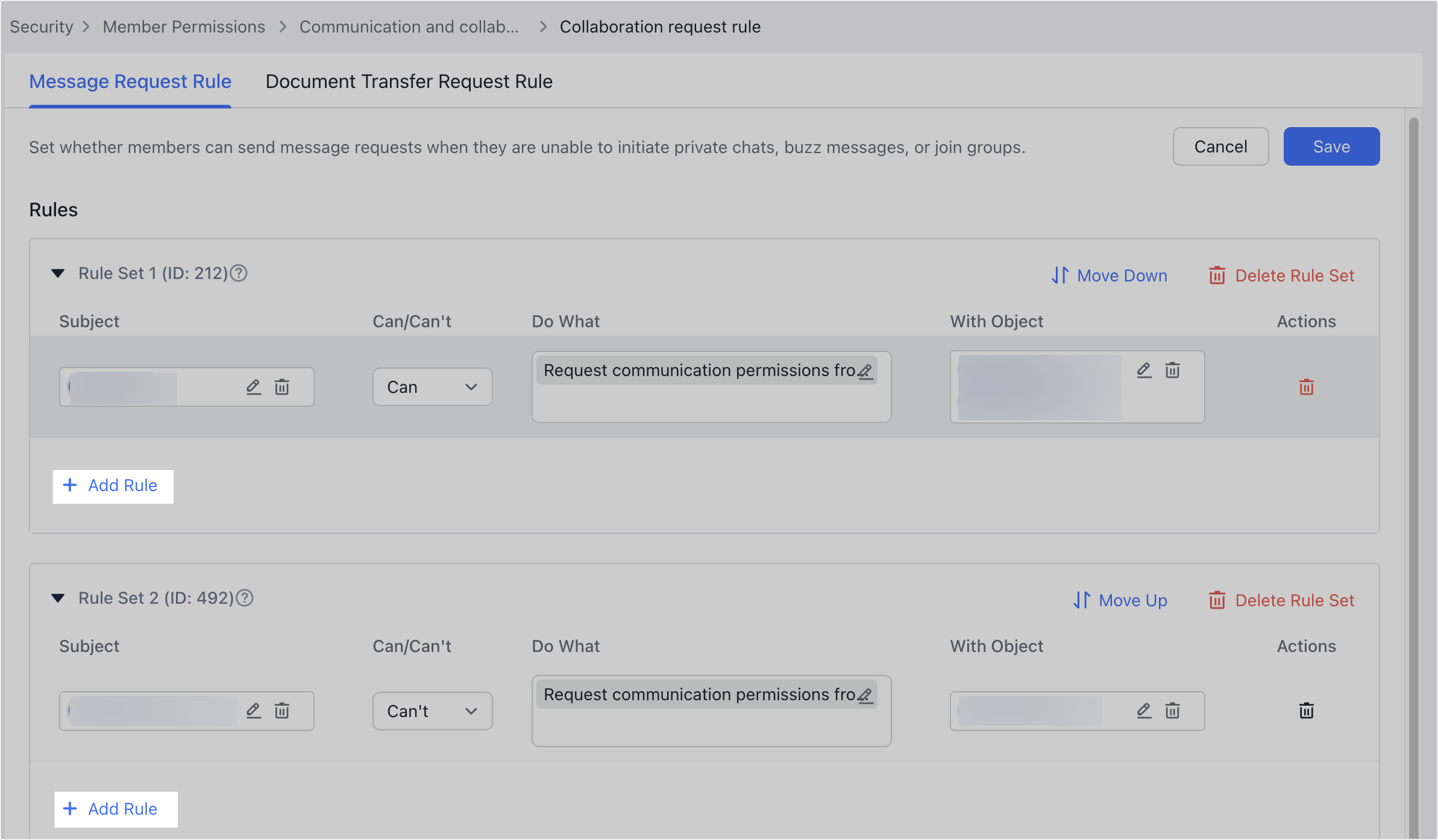 Admin | Manage member communication and collaboration permissions