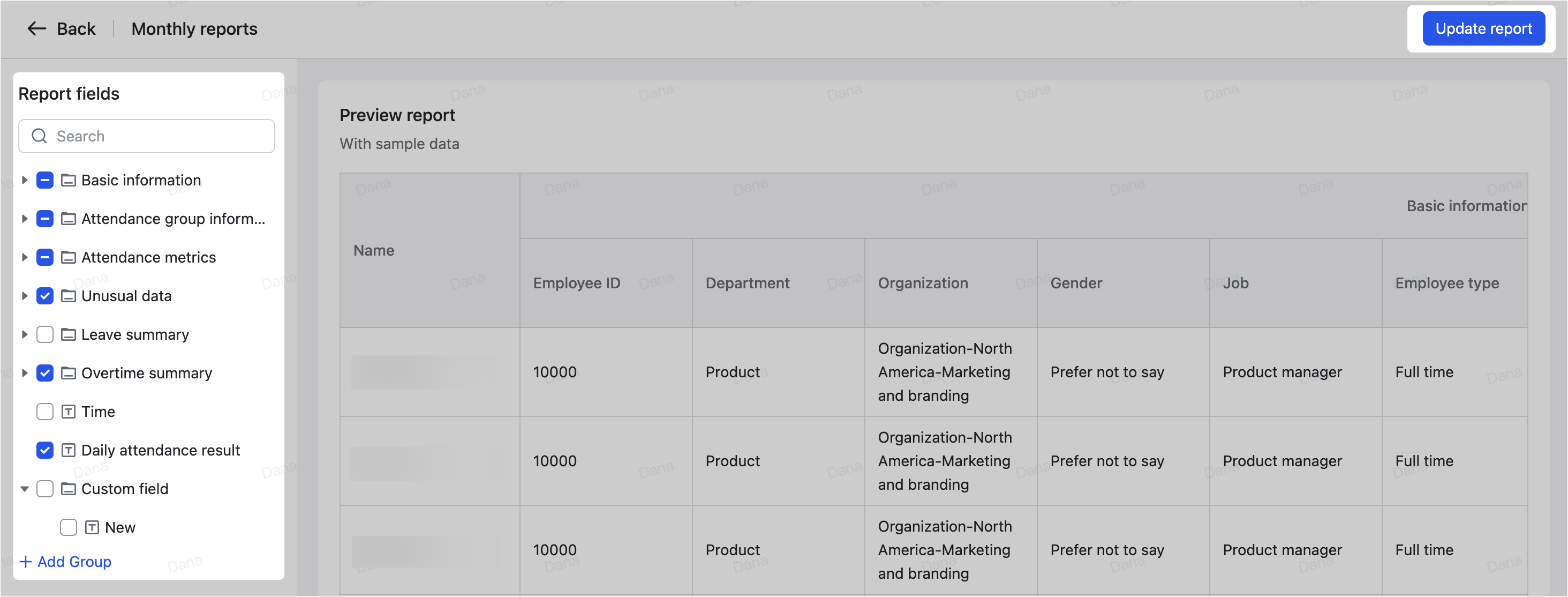 Admin Manage Fields For Attendance