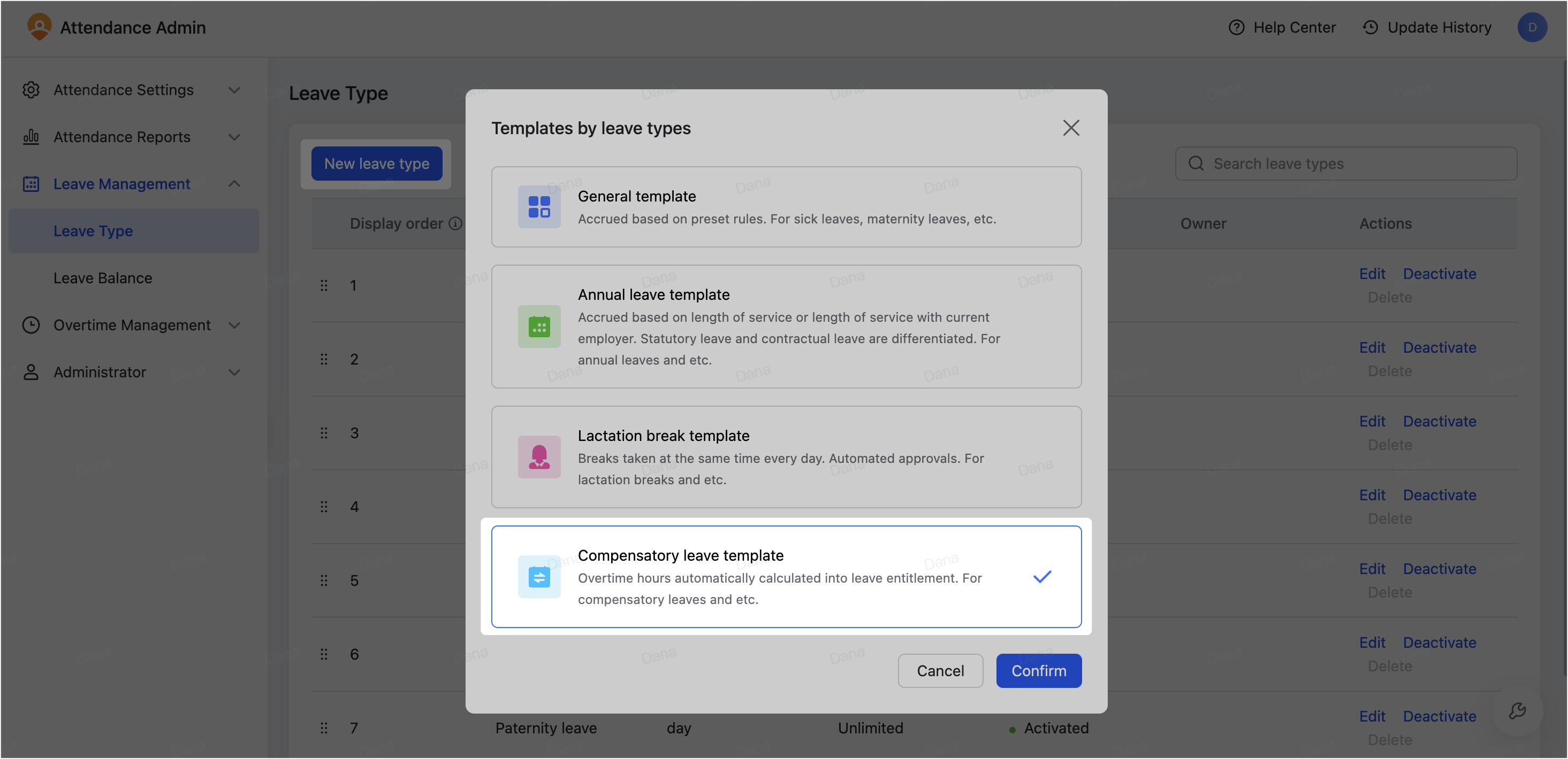Admin | Configure leave type and rules