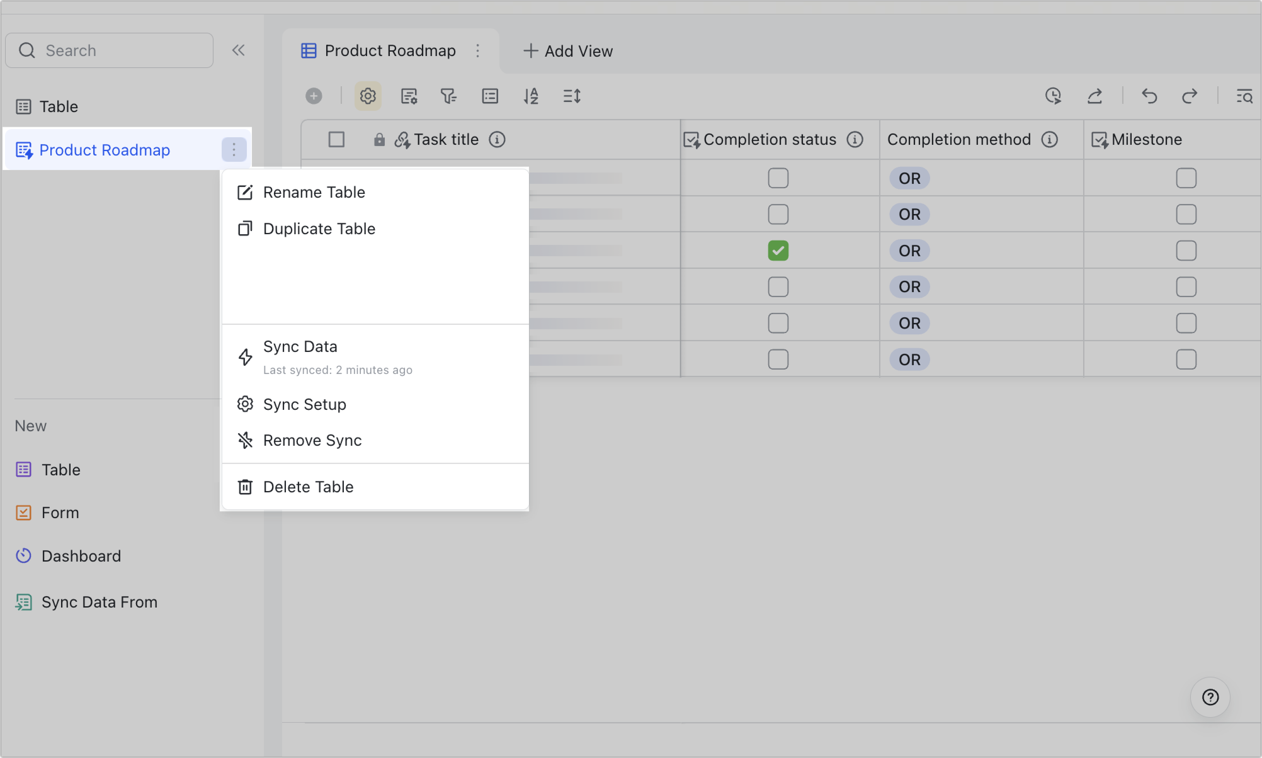 Sync task lists to Base