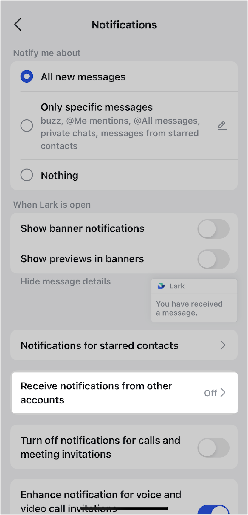 Receive notifications from other accounts through your mobile device