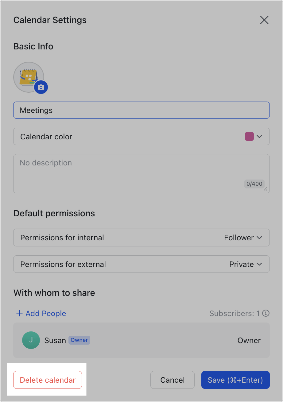 Create and manage personal calendars