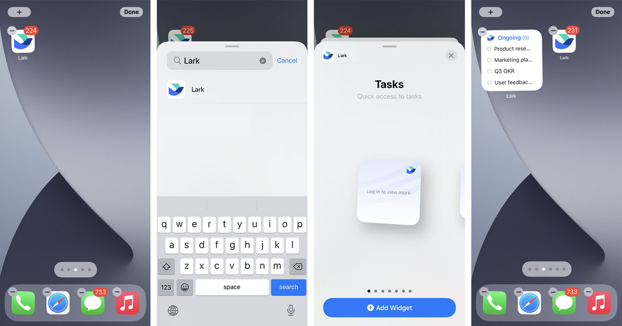 Use the Tasks widget on a mobile device