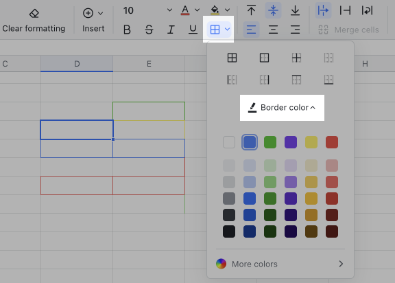 Add cell borders in Sheets