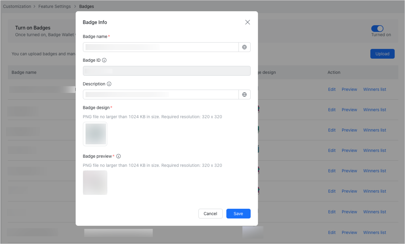 Admin | Upload and manage badges