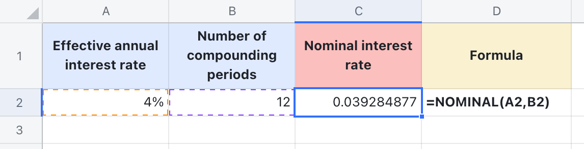 NOMINAL function for Sheets
