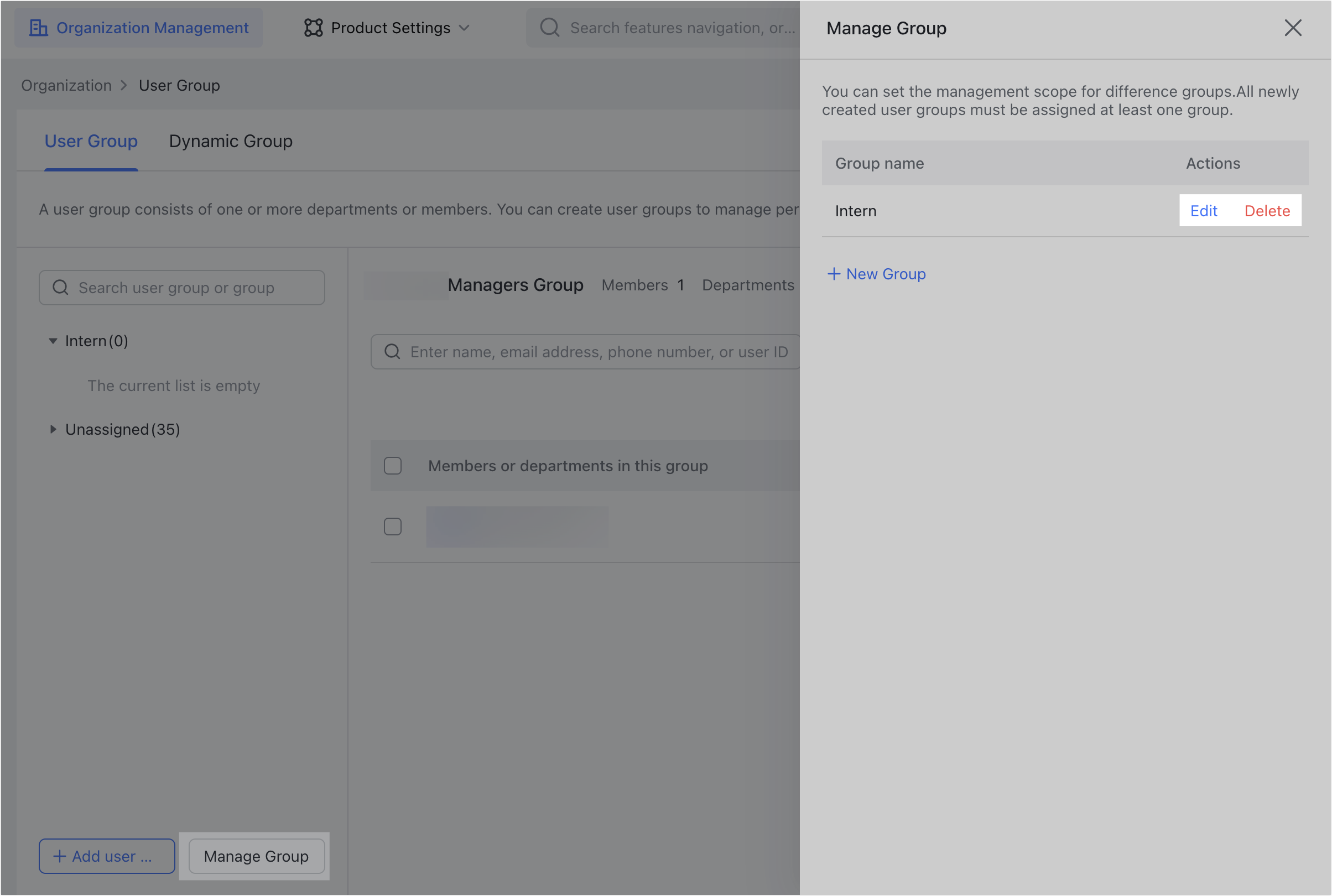 Admin | Manage user groups