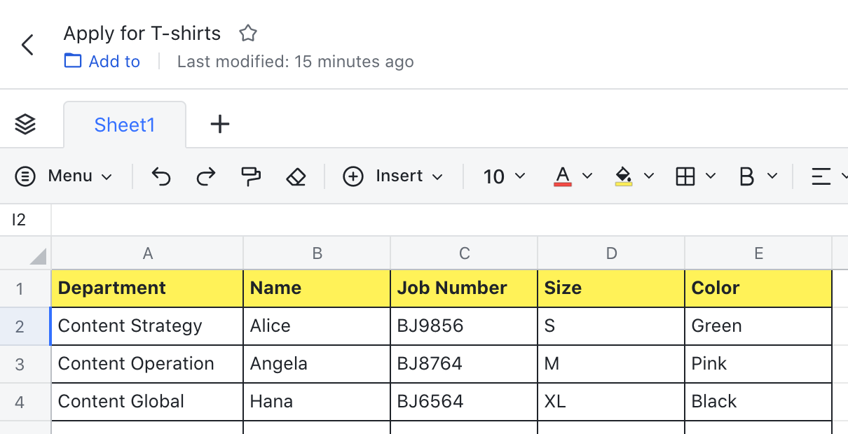 Use Lark Sheets to collect and manage data