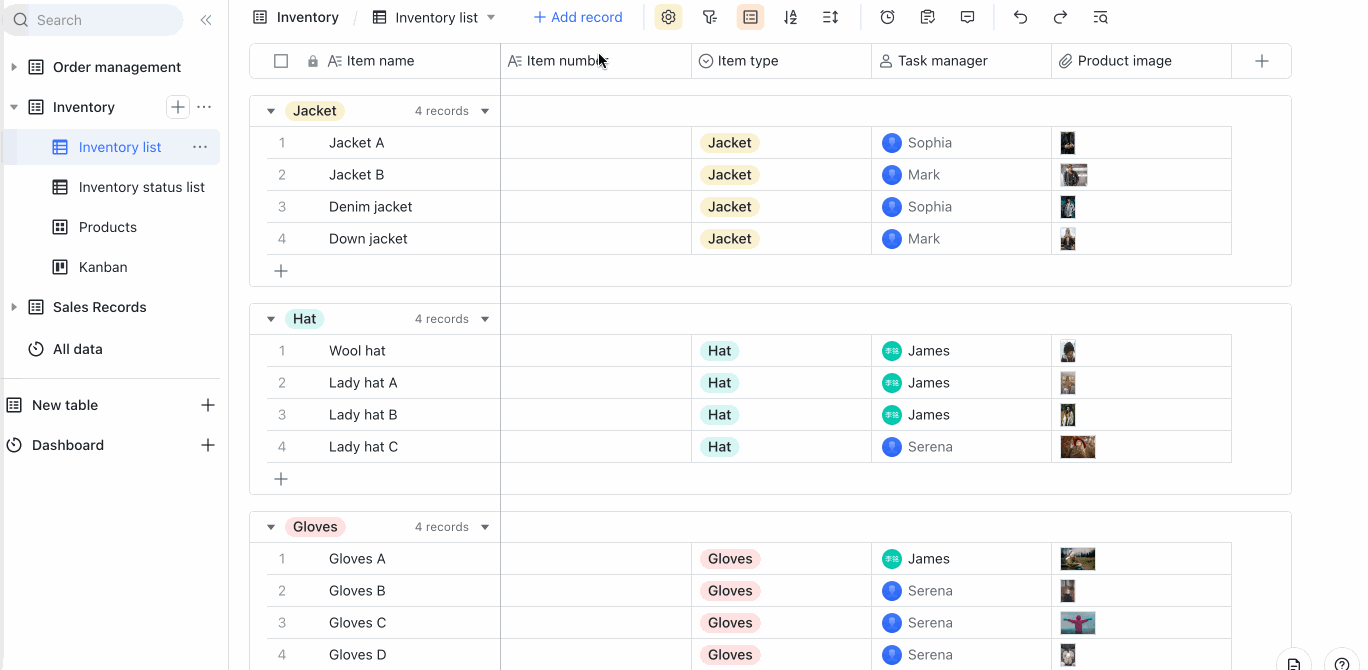 Use the numbering field in Base